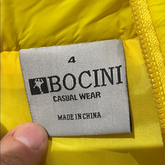 bocini | Jackets & Coats | Bocini 4 Bright Yellow Puff Front Zip Jacket ...